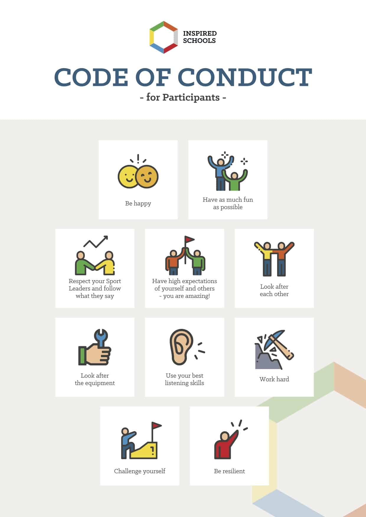 Code Of Conduct For Participants Inspired Schools